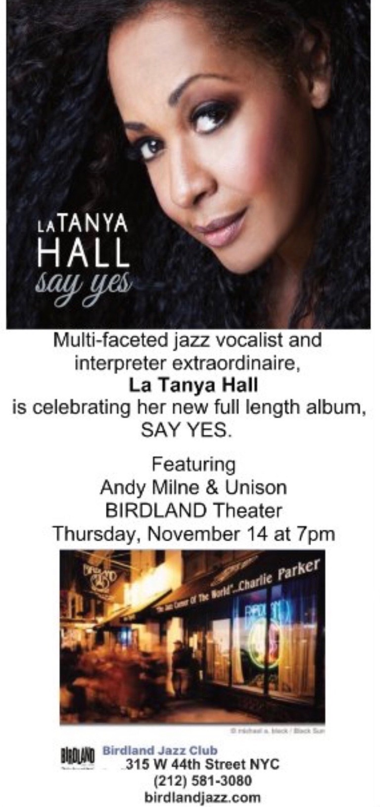 La Tanya Hall celebrates the release of her new album at Birdland ...
